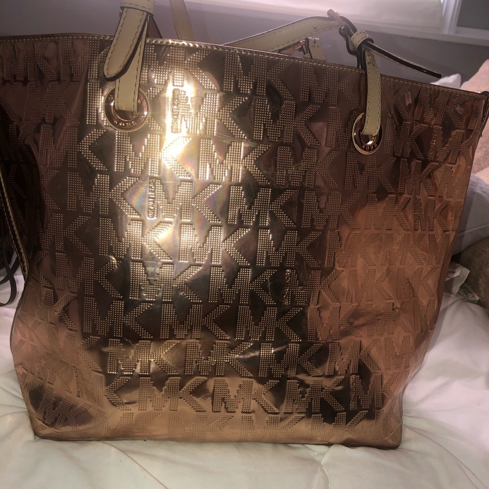 Michael Kors Rose Gold Metallic Jet Set Bag - Gem